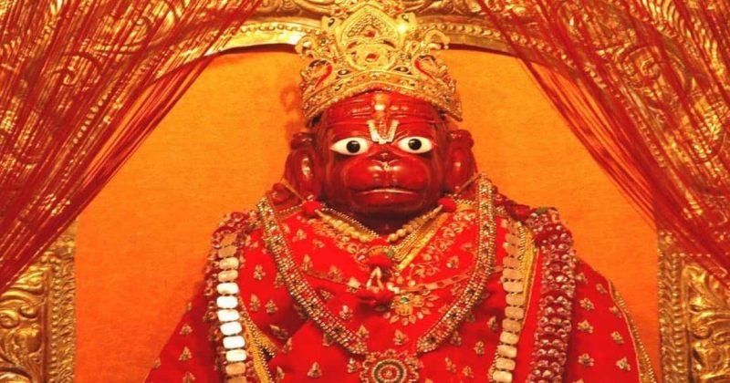 Hanuman idols are shown in red(sindoor) or orange(saffron/kesar) color.